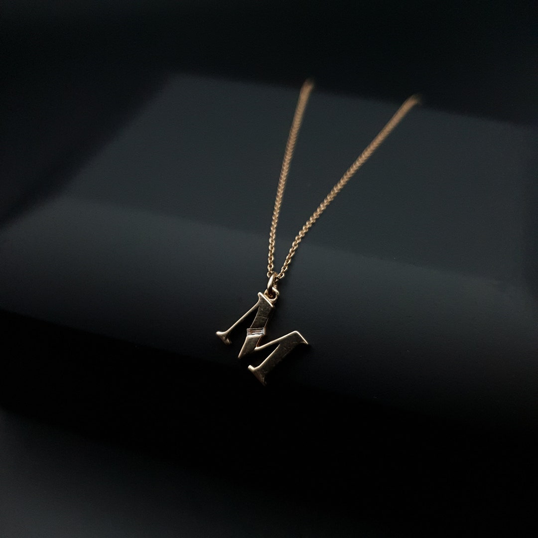 14K Real Gold M Letter Neckless,best Gift for Her,birthday Gift ...