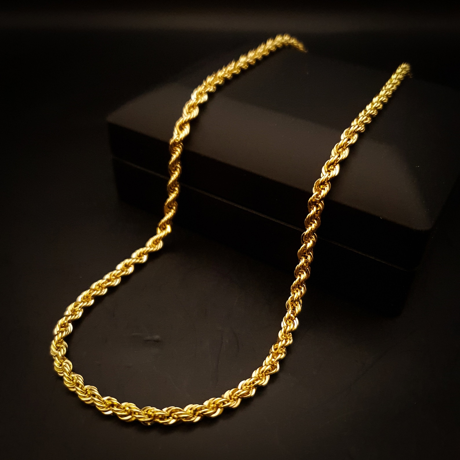18K Solid Gold Rope Chain Necklace (2.3mm) - Etsy