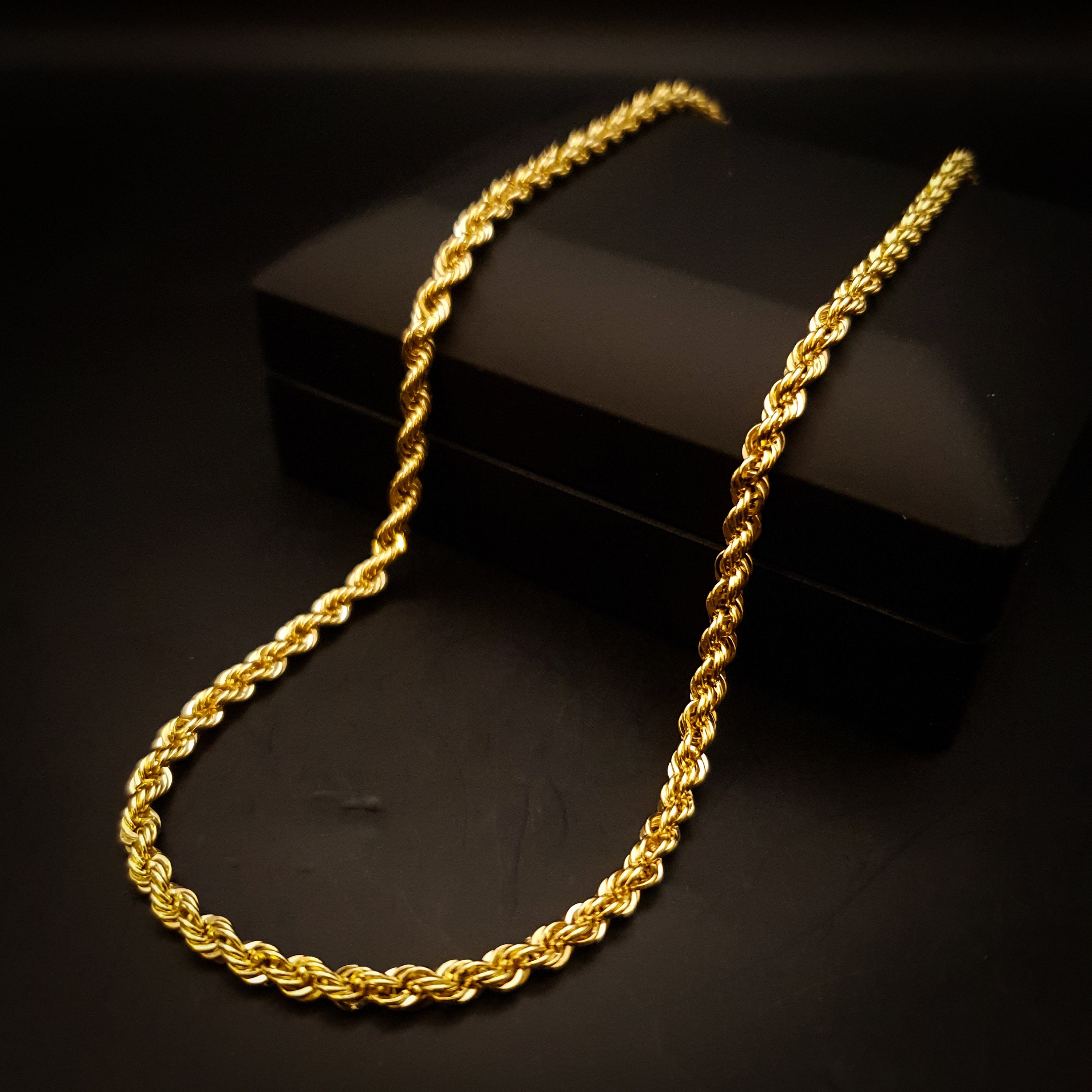18K Solid Gold Rope Chain Necklace (2.3mm) - Etsy