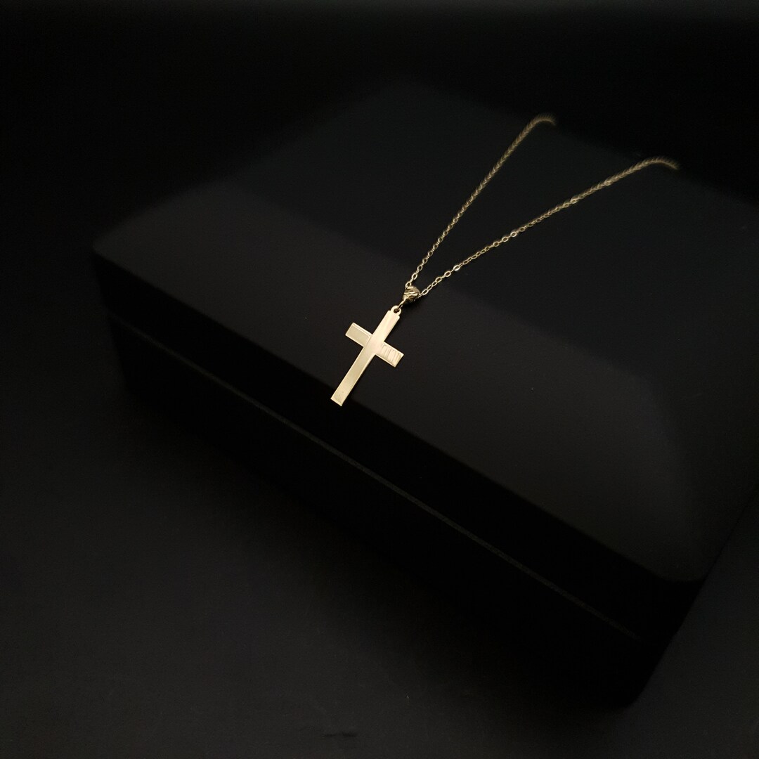 14K Real Gold Cross Necklace: Baptism Gift - Etsy