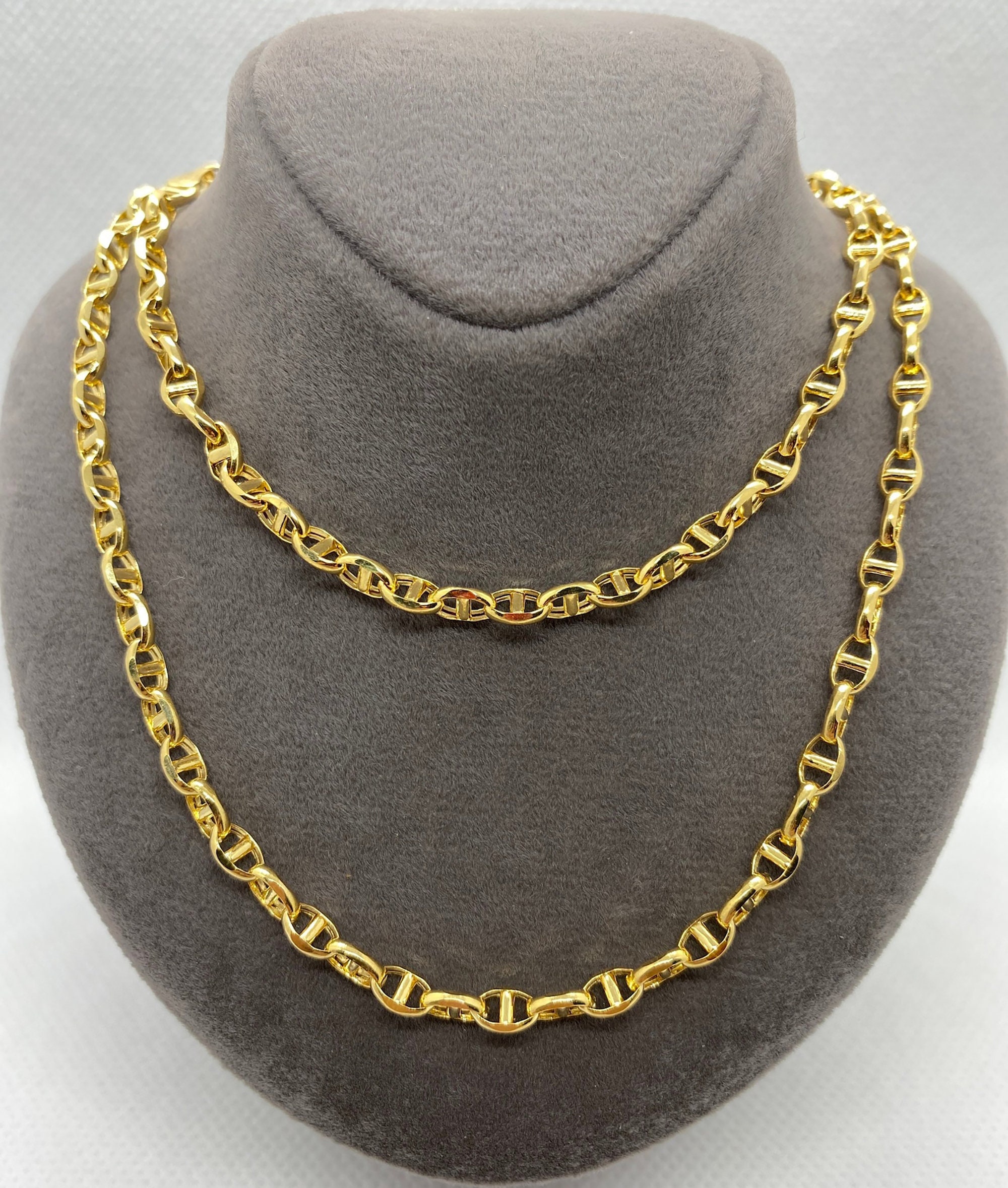 18k Solid Gold ANCHOR CHAIN Necklace 4mm ,mariner Gold Chain, Mariner ...