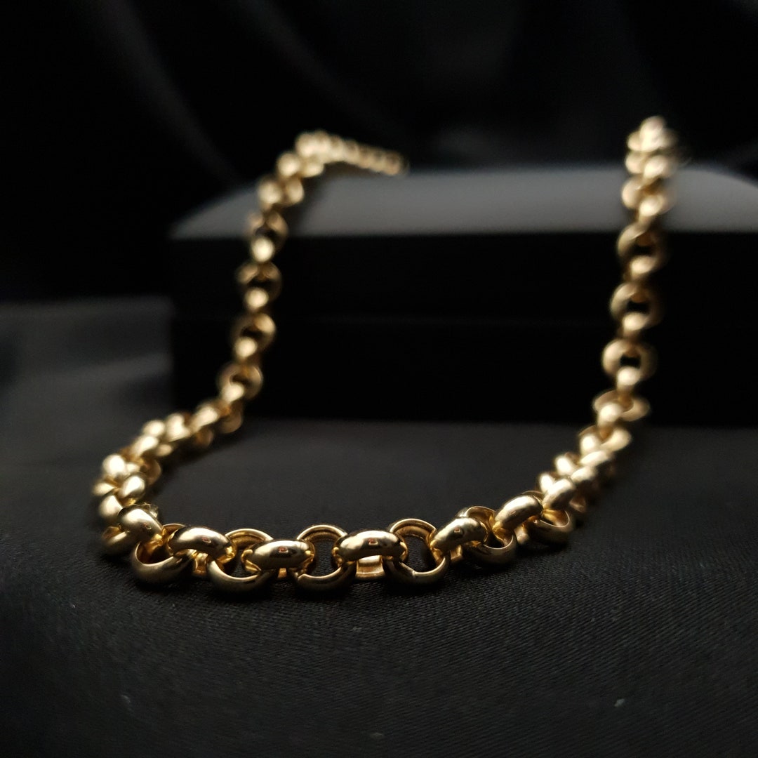 14K Real Gold Rolo Chain Necklace, 6mm Rolo Chain, Chain Necklace, Best ...