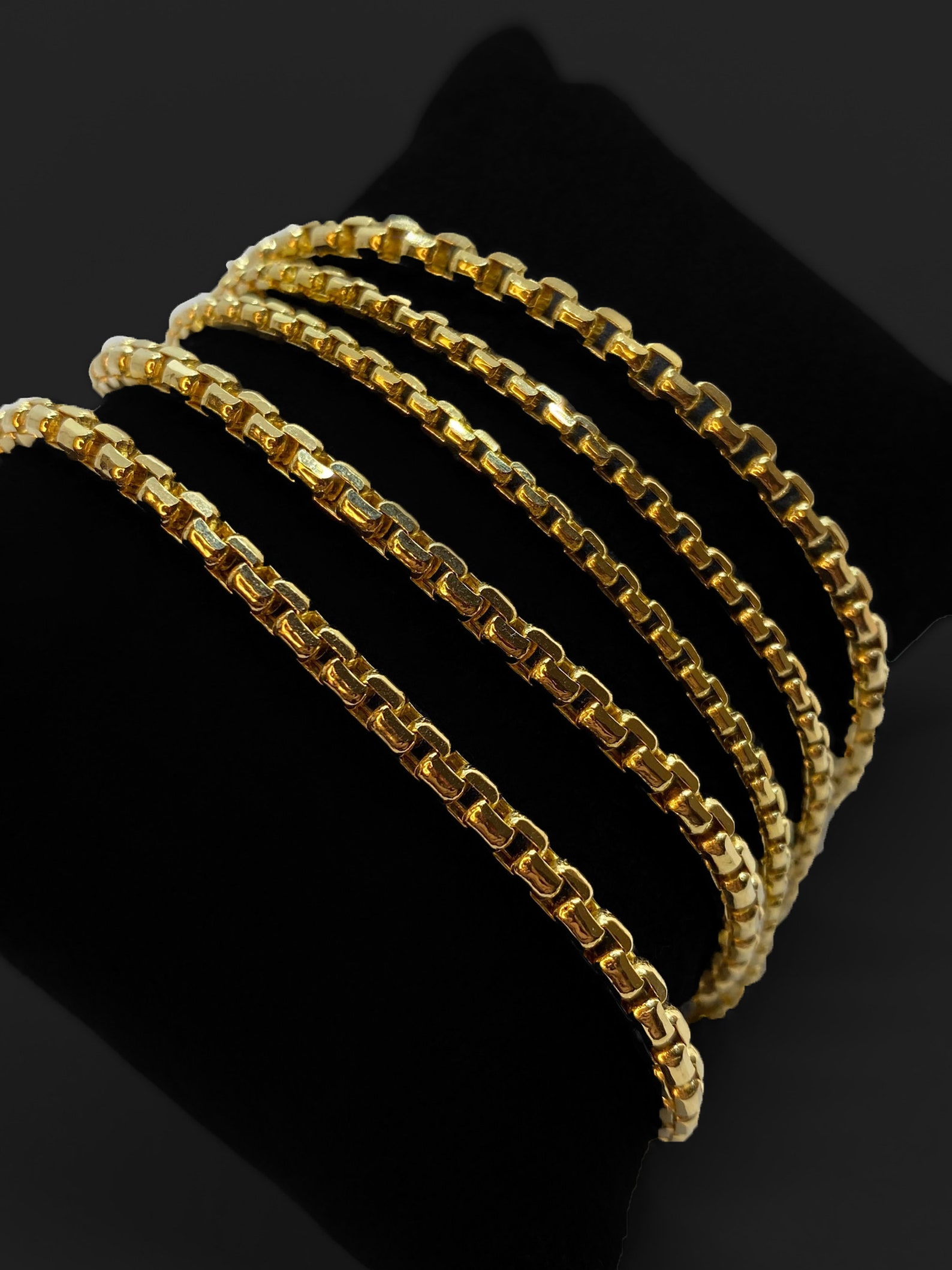 14K Solid Gold Round Box Chain Necklace, 20,22 ,24,27 Inches ,3.55mm,2 ...