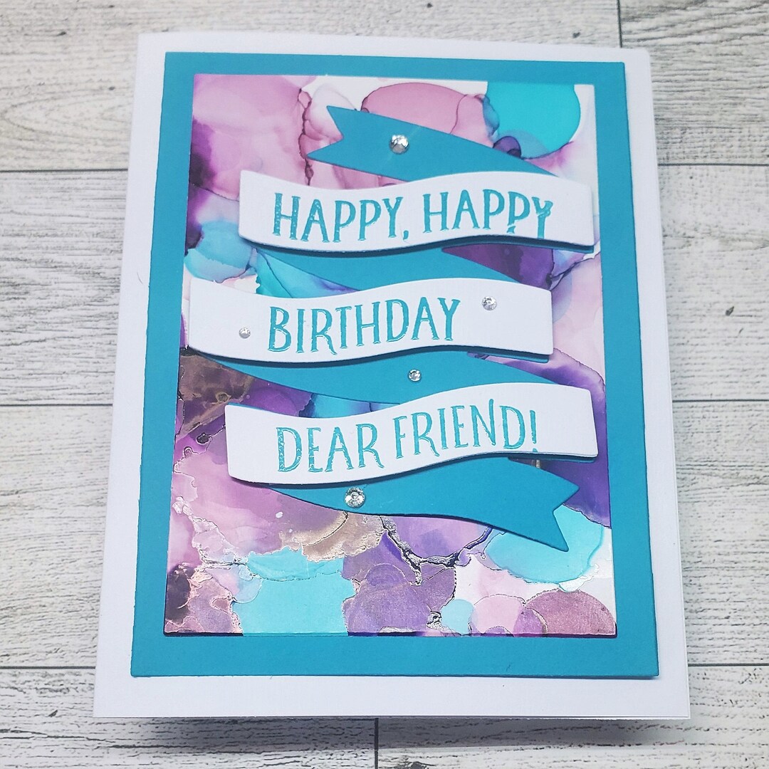 Alcohol Ink Birthday Card for Friend, Artsy Birthday Card, Modern Art ...