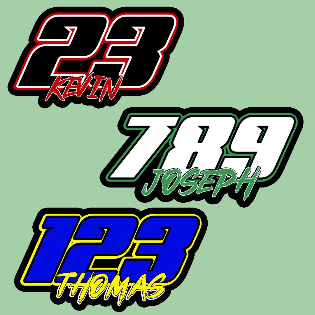 Custom Race Number Sticker: Personalized Die-cut Vinyl Decal - Etsy