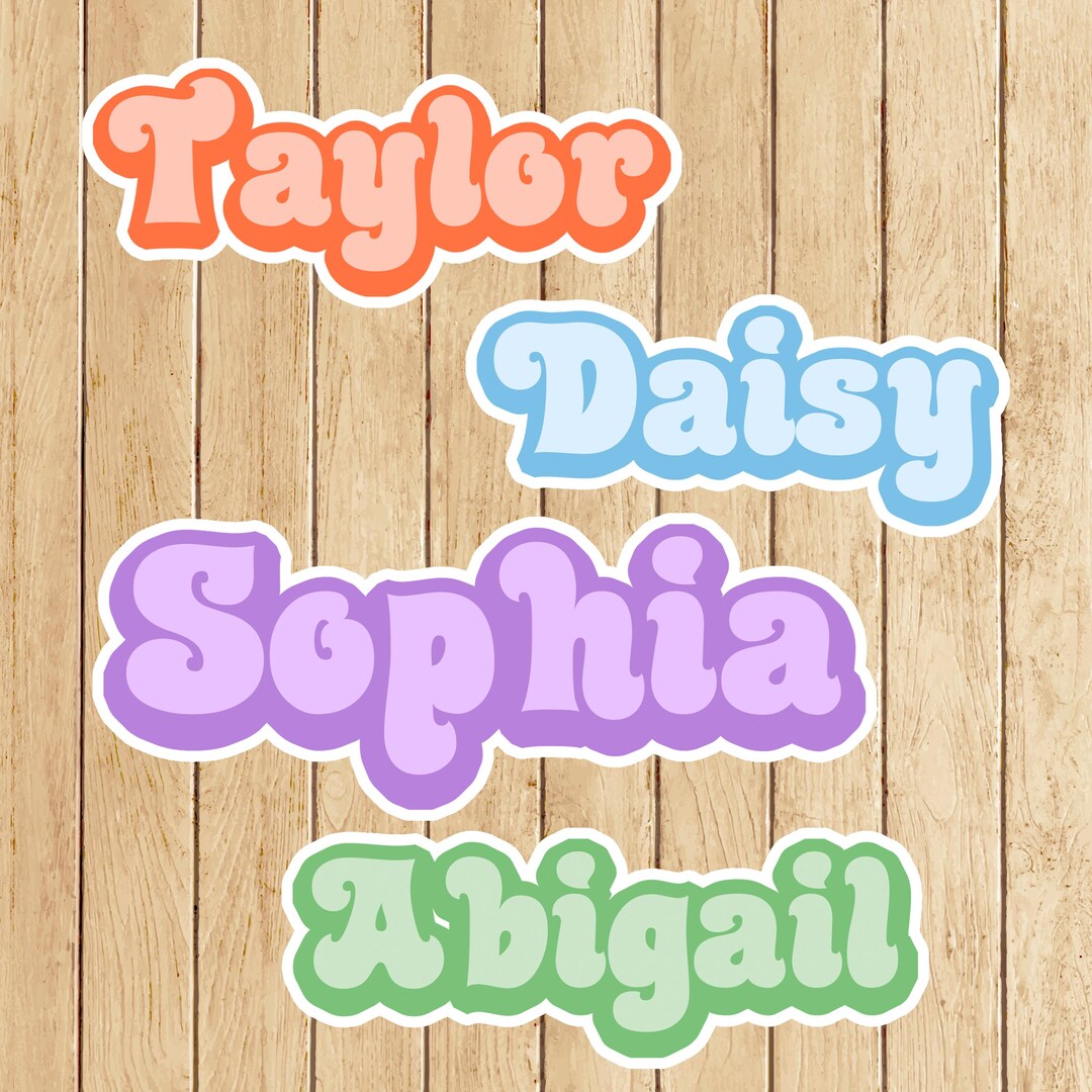 Retro Custom Name Personalized Sticker Kids Custom Name Sticker ...