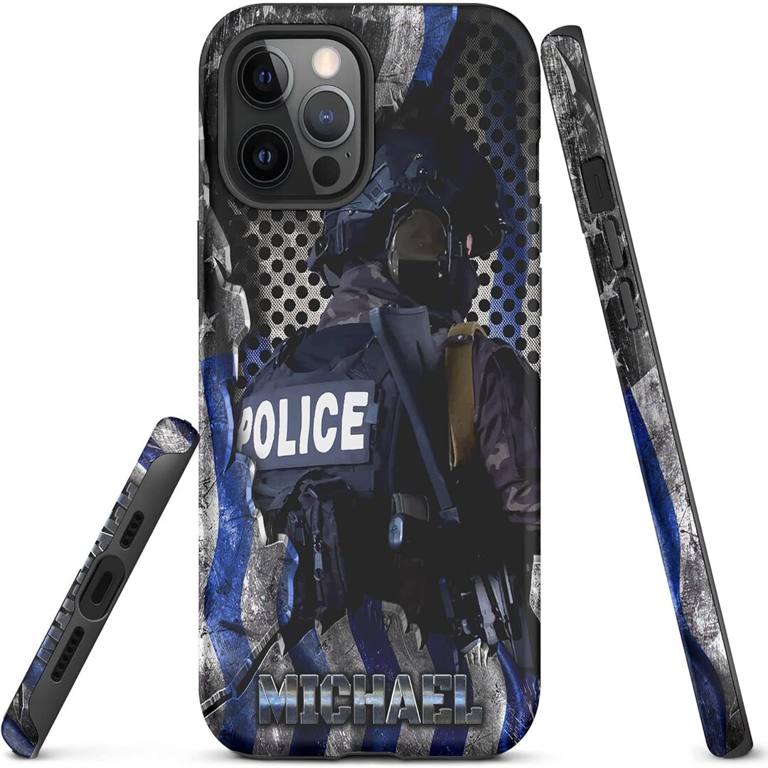 Personalized American Flag Police Officer Ver 1 Phone Case Thin Blue ...
