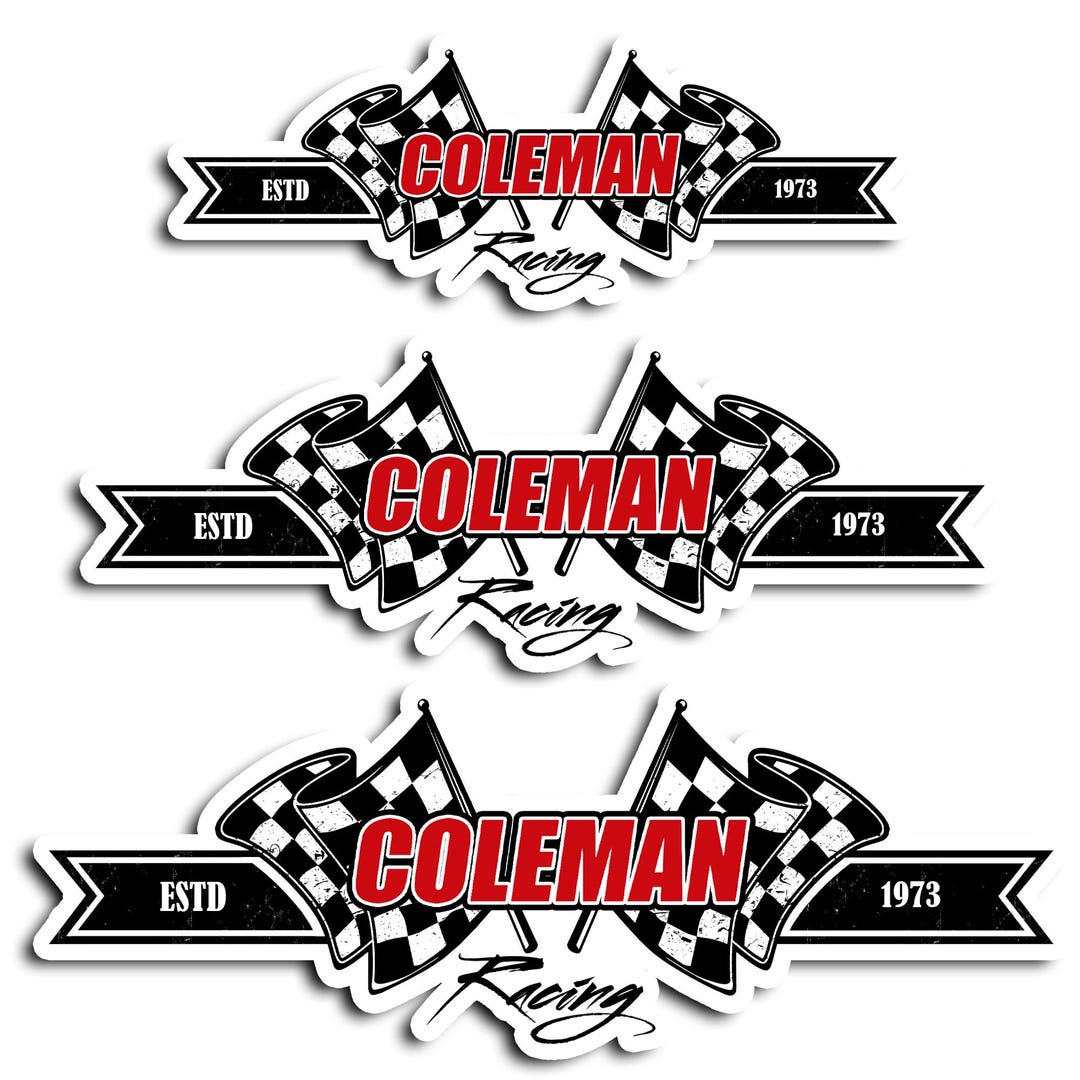 Custom Racing Flag Sticker: Personalized Name, Waterproof Vinyl Decal ...
