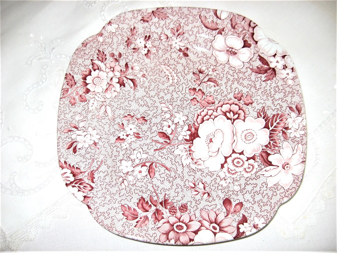 Spode Pink Chintz "florence" Square Plate 9" Dia. MINT - Etsy