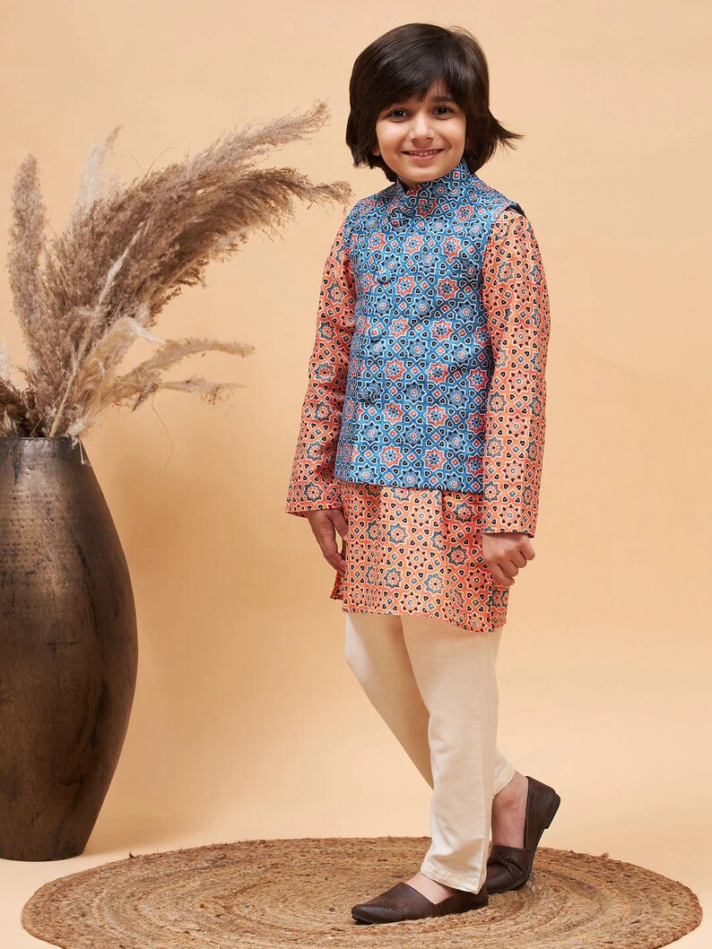 Indian Boys Printed Nehru Jacket Kids Nehru Jacket Boys Nehru Jacket ...
