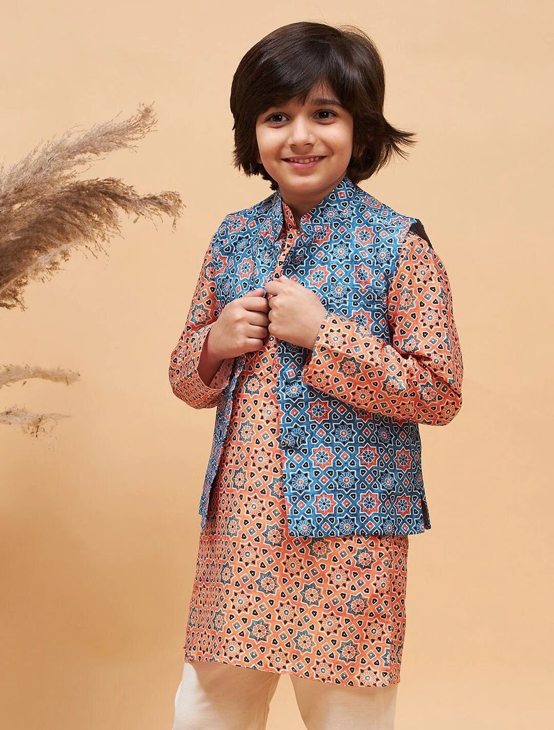 Indian Boys Printed Nehru Jacket Kids Nehru Jacket Boys Nehru Jacket ...