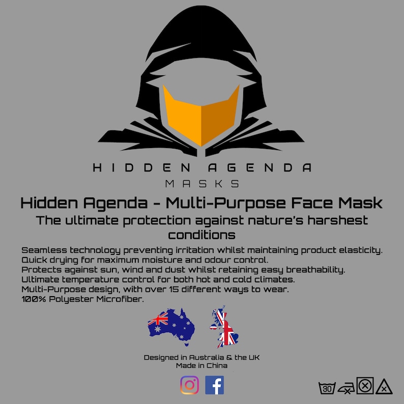 Carbon Fibre - Hidden Agenda Face Mask - Snood Shield Bandana Neck Sock ...