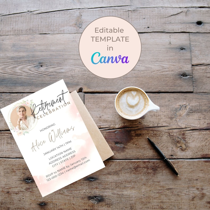 Editable Retirement Invitation Canva Template Instant - Etsy