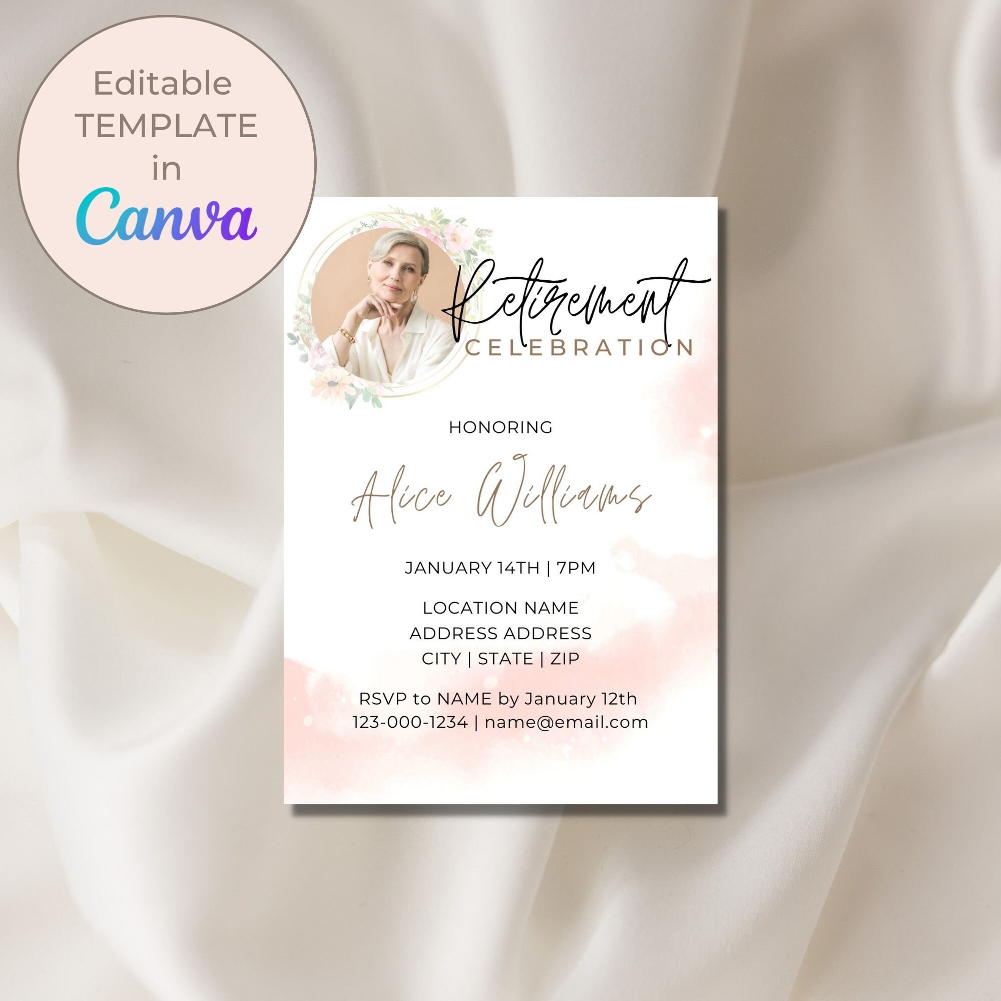 Editable Retirement Invitation Canva Template - Instant Download - Etsy