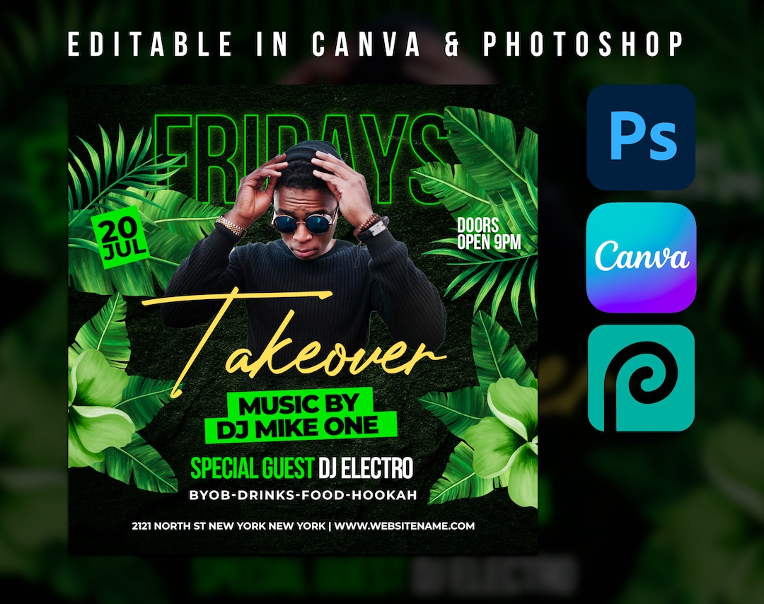 Takeover Flyer Template for Canva & Photoshop. DIY Urban Flyer, Poster ...
