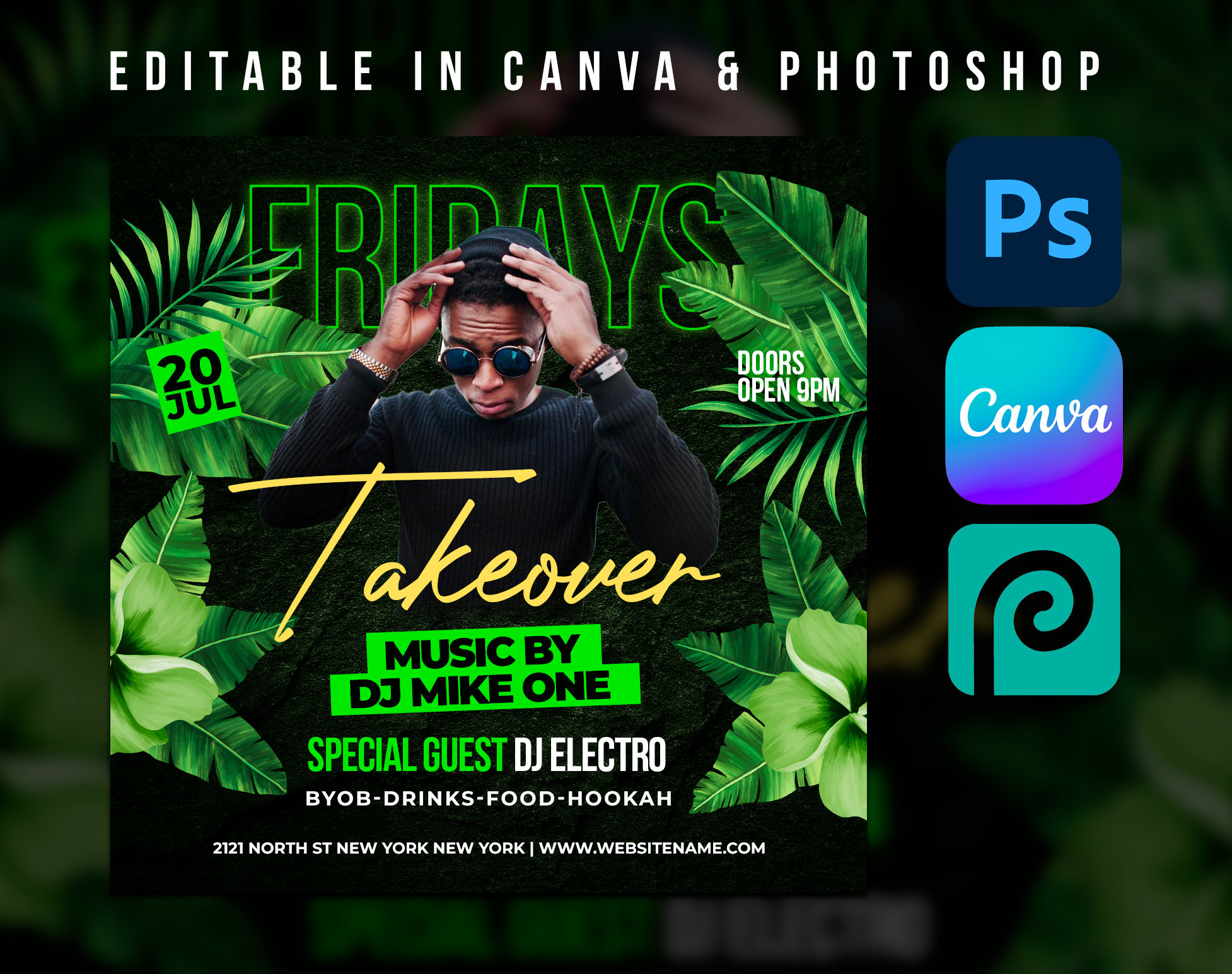 Takeover Flyer Template for Canva & Photoshop. DIY Urban Flyer, Poster ...