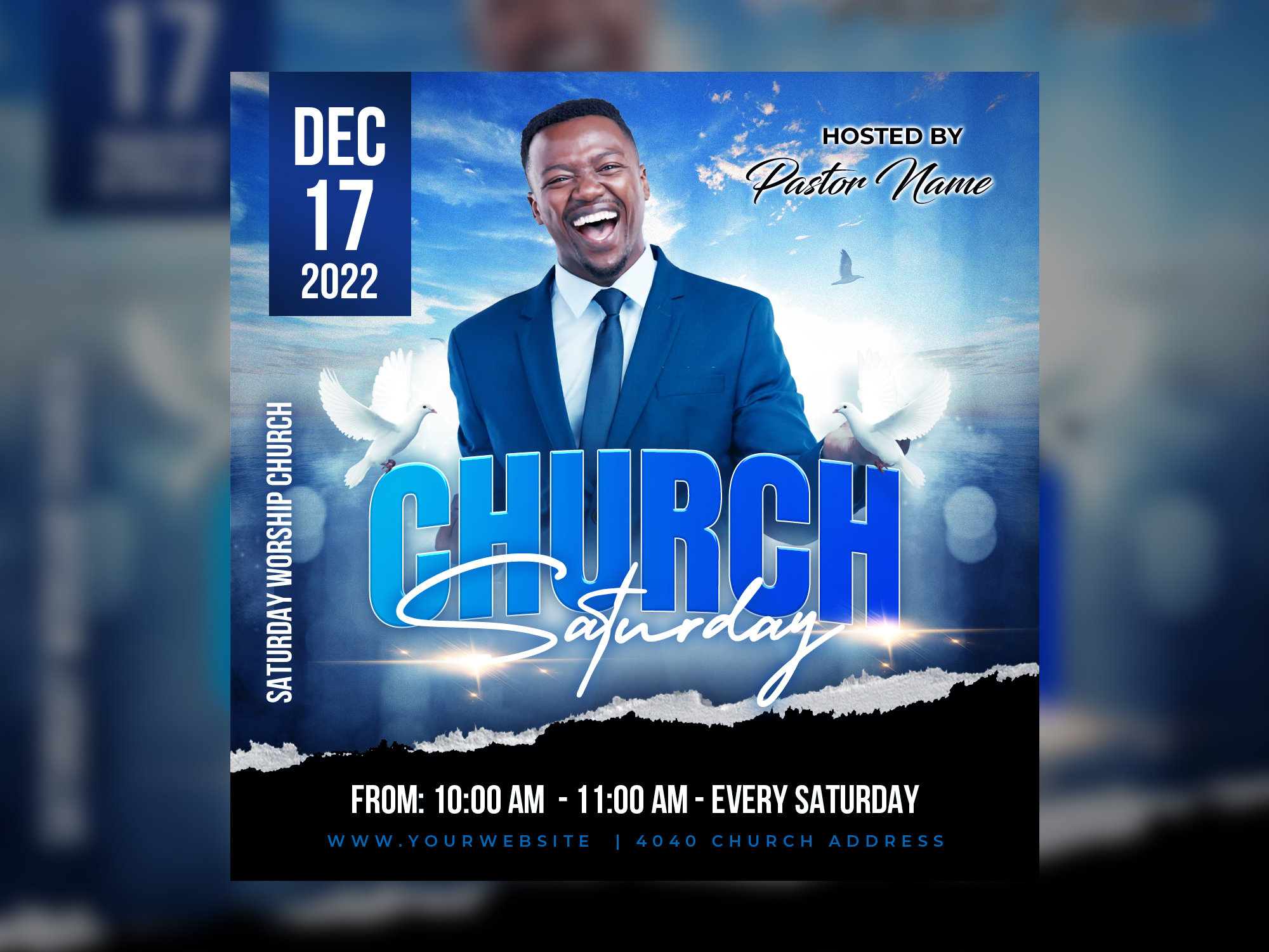 Church Flyer Template, DIY Church, Photoshop, Instagram, Bible ...