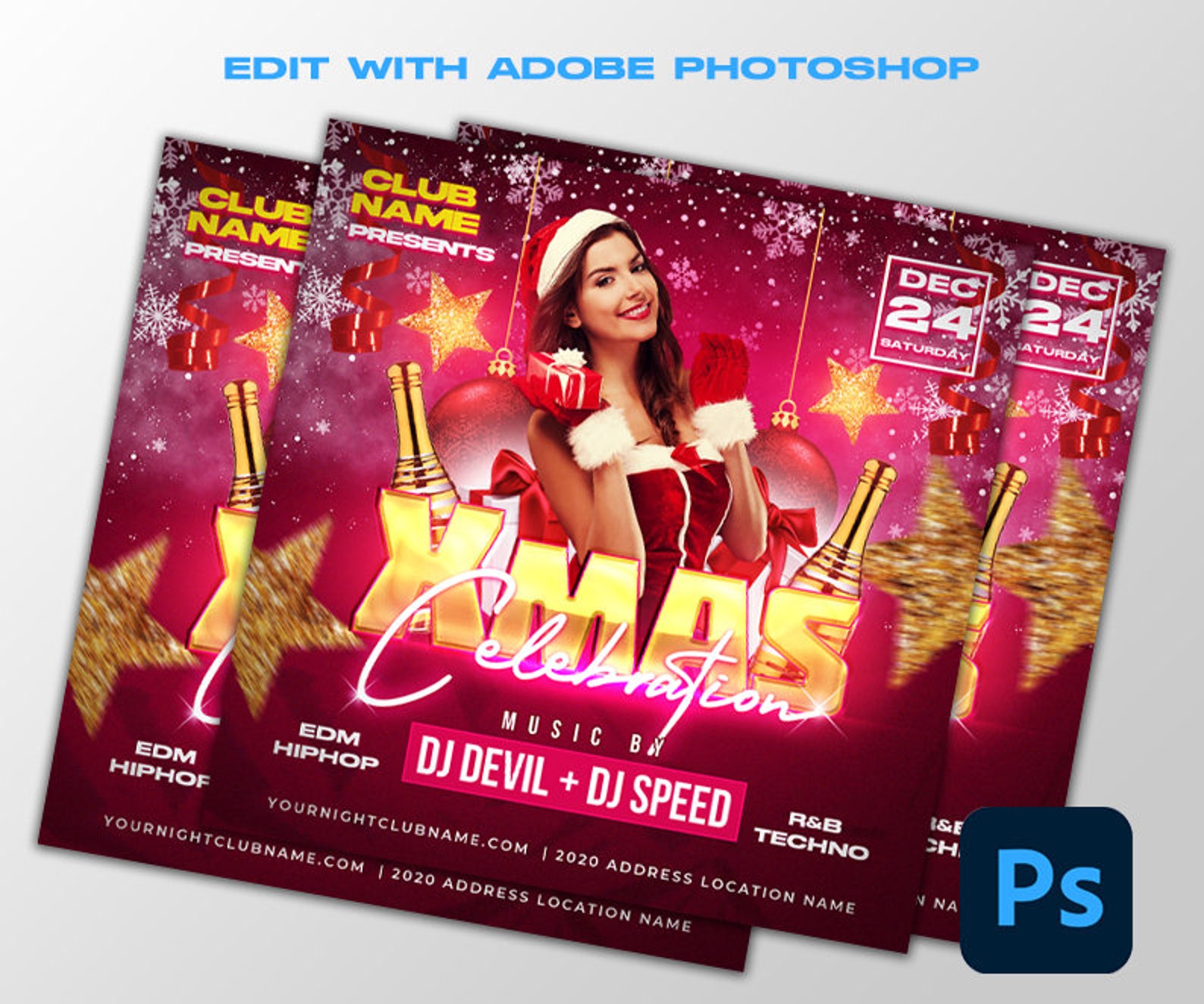 Xmas Party Flyer Psd - Etsy
