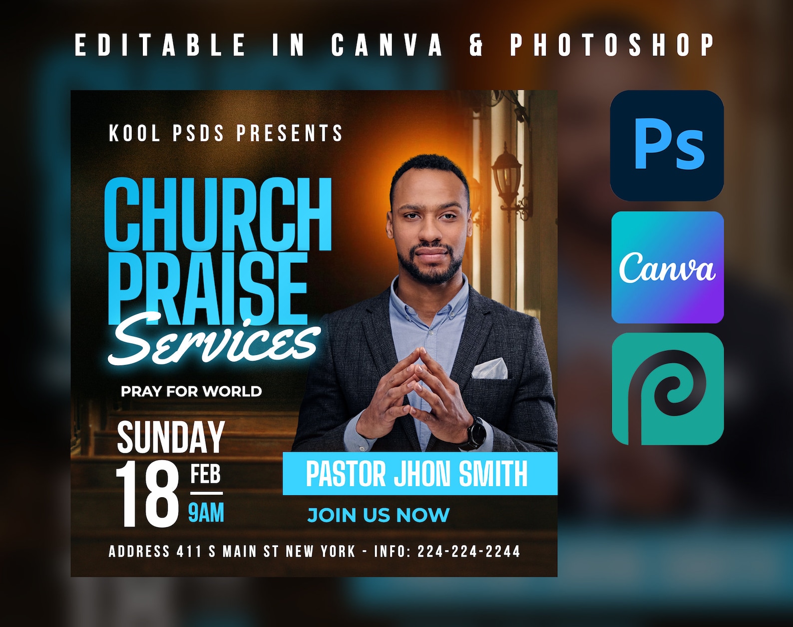 Church Flyer Template for Canva & Photoshop. Church Conference Flyer ...