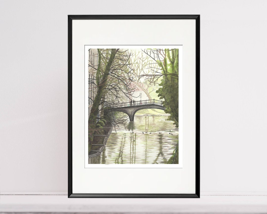 Printable Art - Bridge Over Water - Watercolor Pencil - Etsy