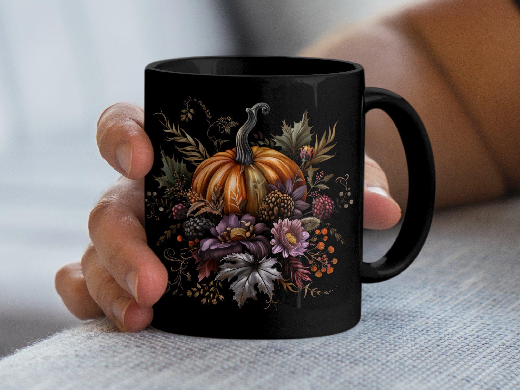 Autumn Harvest Mug, Fall Pumpkin Mug, Thanksgiving Coffee Cup, Seasonal ...