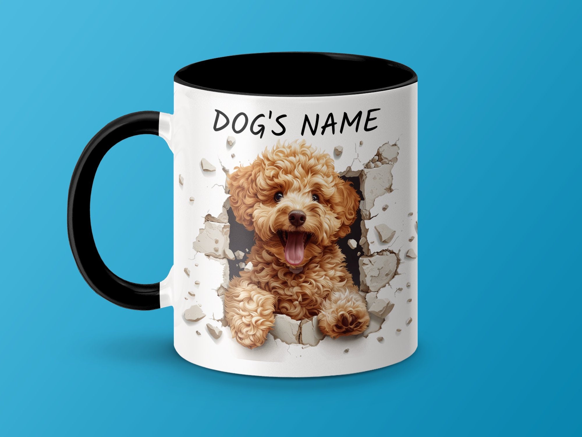 Personalized Poodle Dog Mug Custom Pet Portrait Coffee Cup Cute Poodle ...
