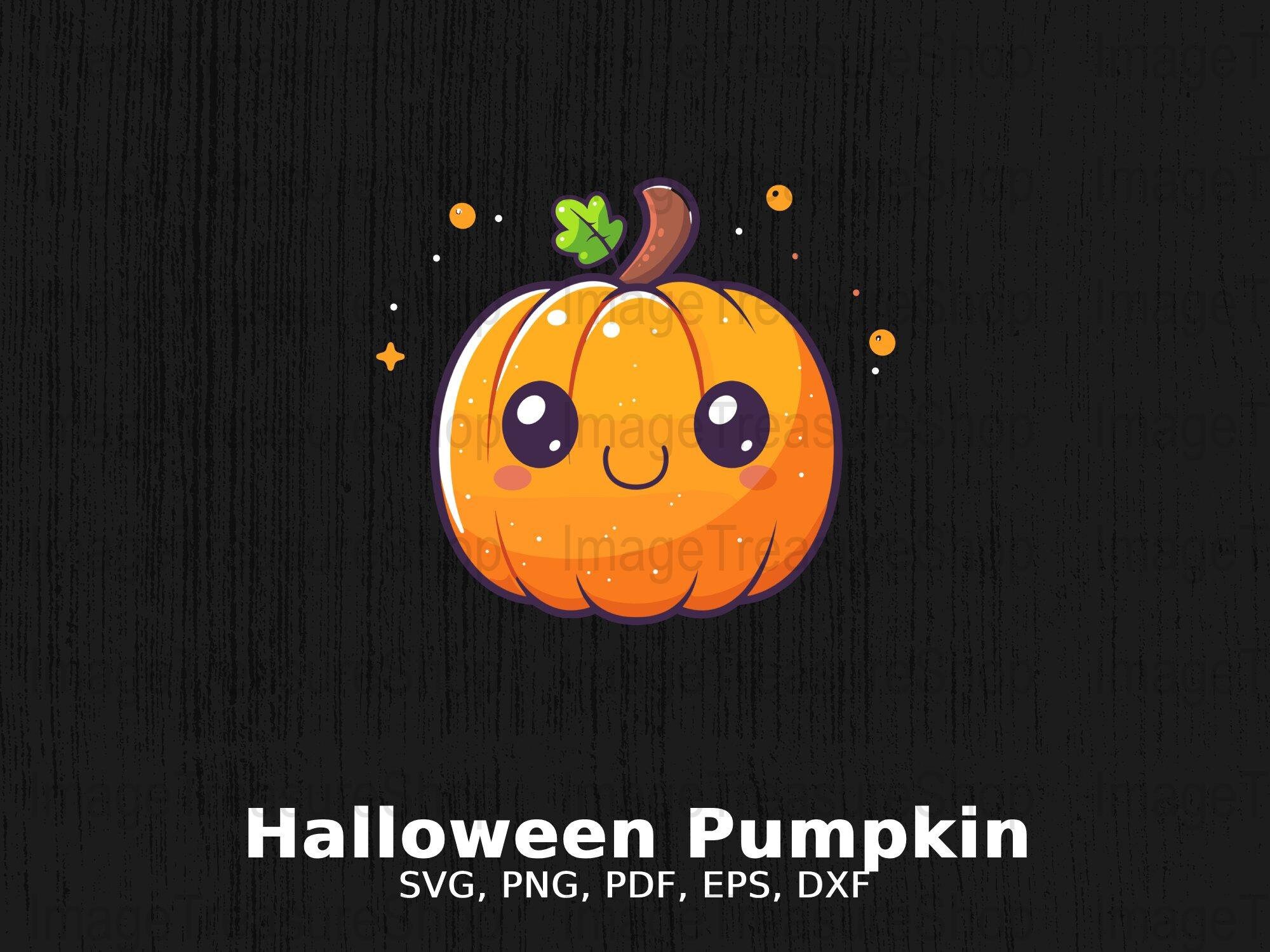 Cute Kawaii Pumpkin Clipart, Halloween Pumpkin SVG, Digital Download ...