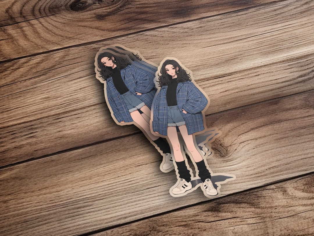 Trendy Anime Girl Die Cut Sticker Aesthetic Cartoon Teen Streetwear ...