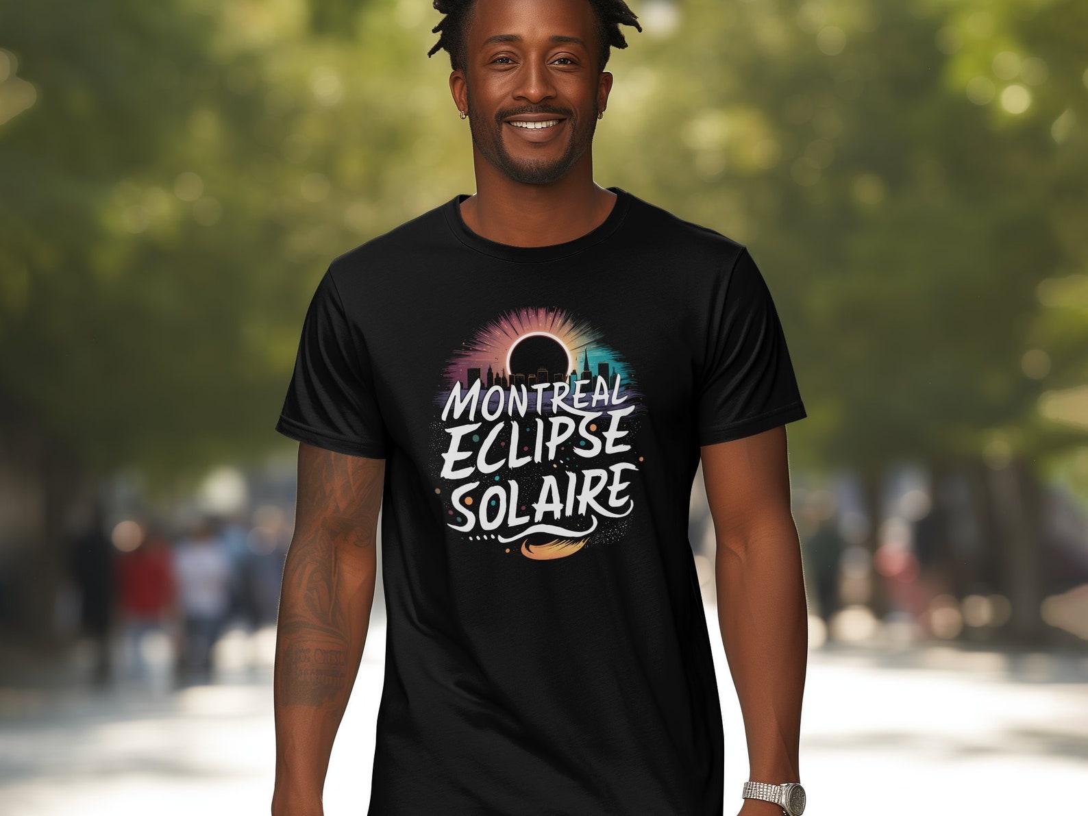 Montreal Eclipse Solaire T-shirt Colorful City Skyline Eclipse Graphic ...