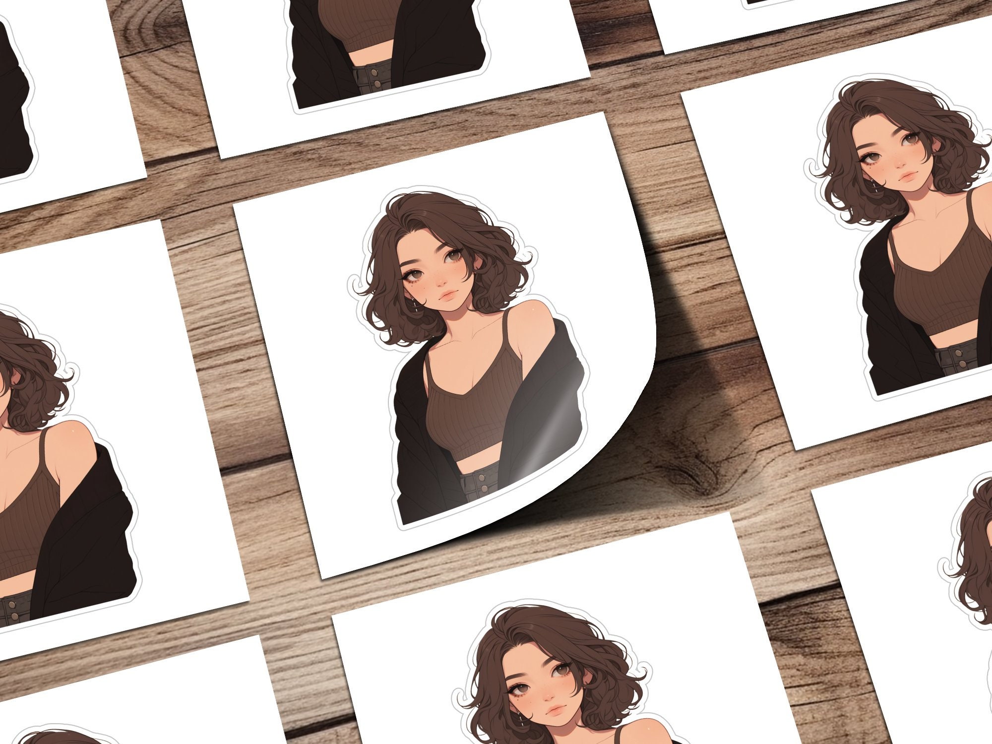 Clear Anime Girl Sticker Cute Manga Character Kiss Cut Sticker Trendy ...