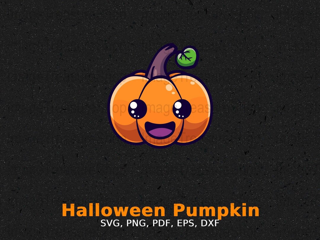 Cute Kawaii Halloween Pumpkin SVG Printable Pumpkin Png, Pdf, Eps, Dxf ...