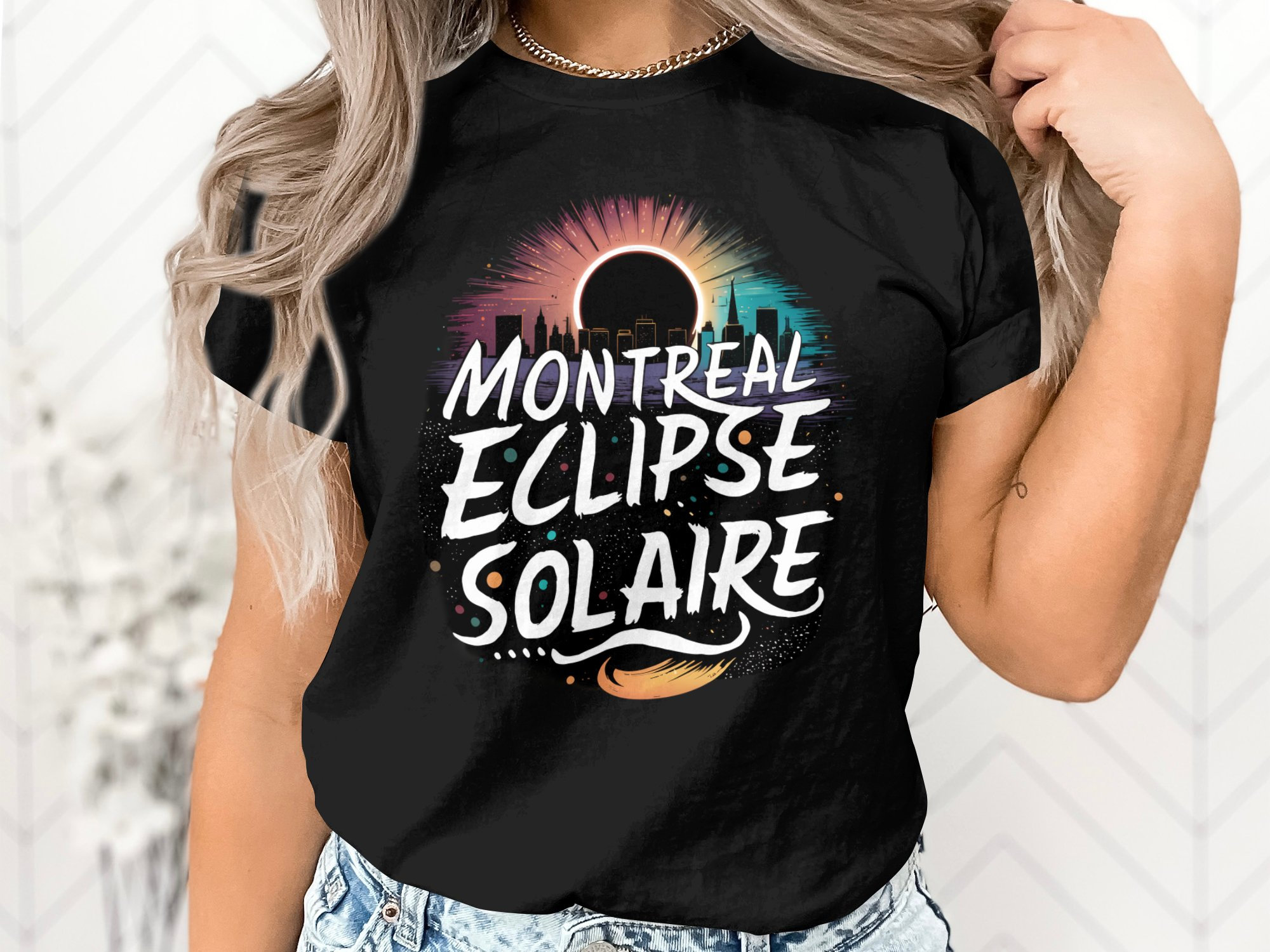 Montreal Eclipse Solaire T-shirt Colorful City Skyline Eclipse Graphic ...