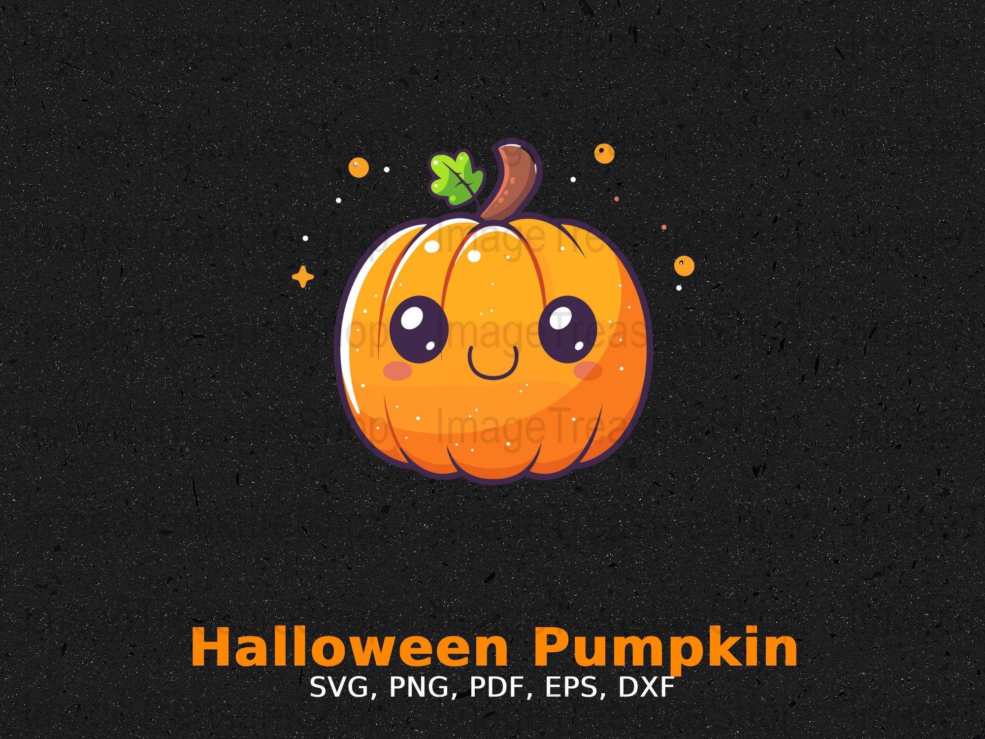Cute Kawaii Pumpkin Clipart, Halloween Pumpkin SVG, Digital Download ...