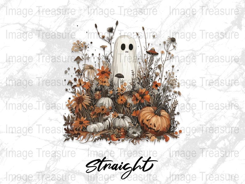 Halloween Ghost Floral Png Digital Download, Spooky Pumpkin Svg Autumn ...