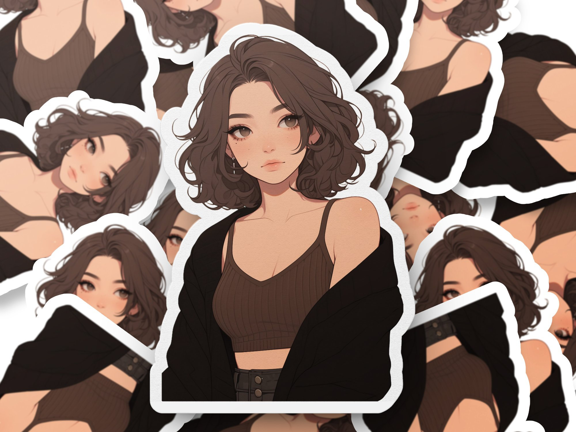 Clear Anime Girl Sticker Cute Manga Character Kiss Cut Sticker Trendy ...