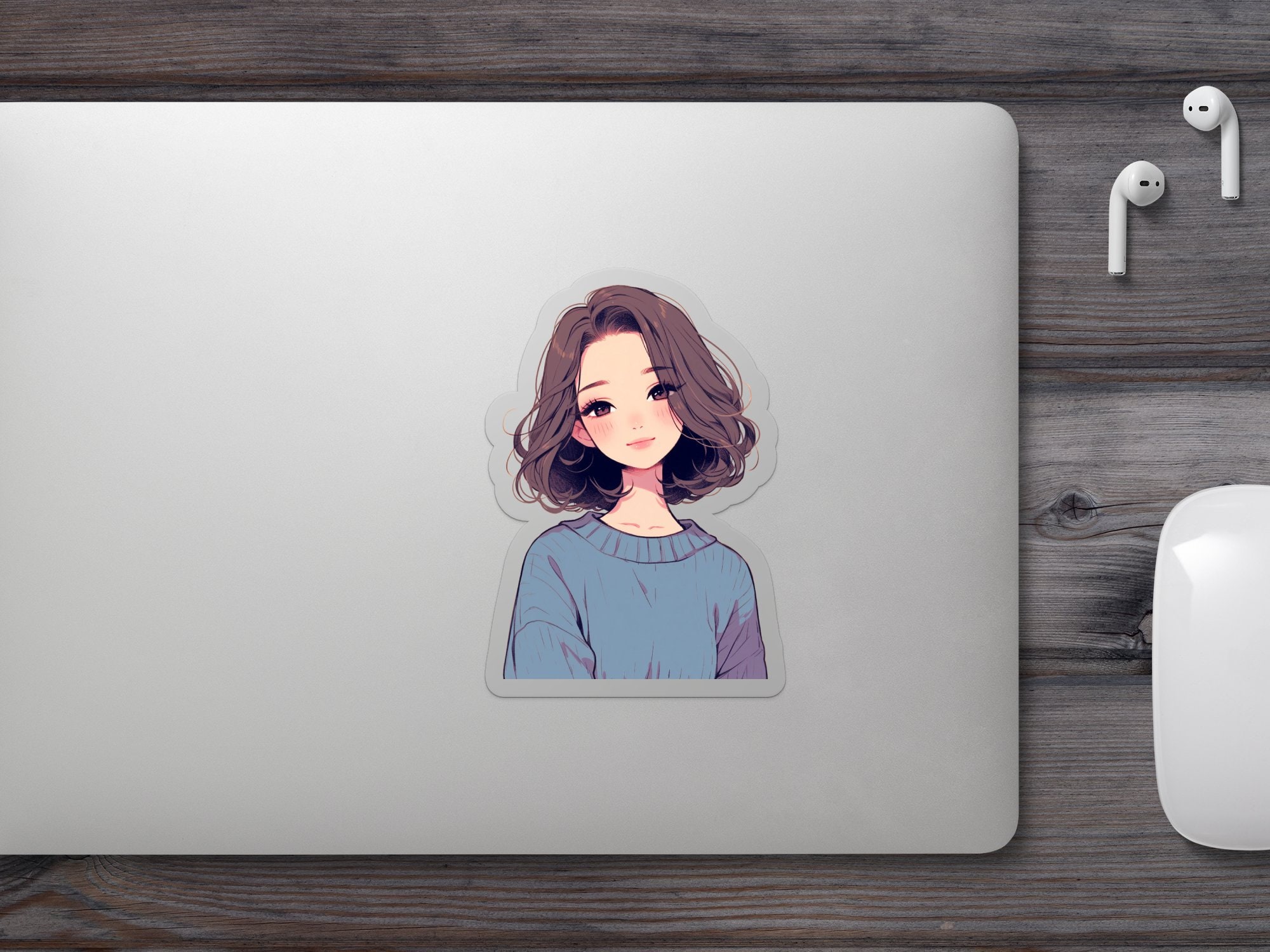 Anime Girl Sticker, Cute Manga Style Decal, Laptop and Water Bottle ...