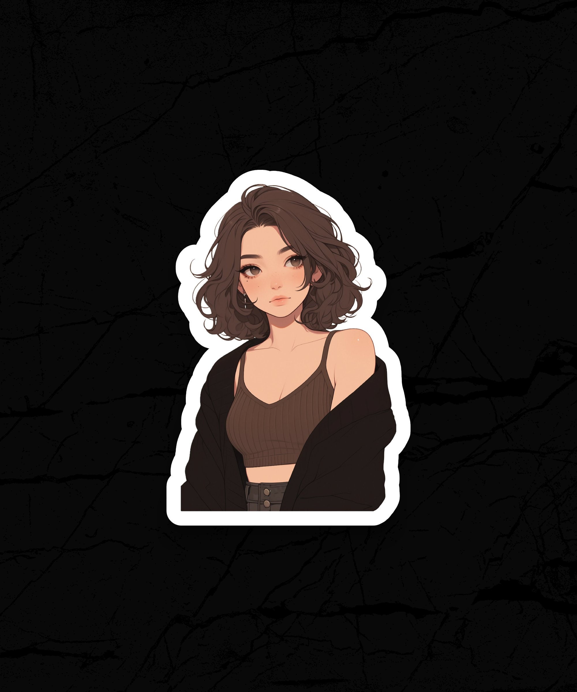 Clear Anime Girl Sticker Cute Manga Character Kiss Cut Sticker Trendy ...