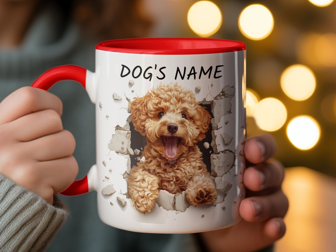 Personalized Poodle Dog Mug Custom Pet Portrait Coffee Cup Cute Poodle ...