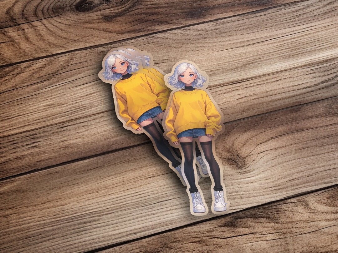 Anime Girl Clear Sticker Cute Transparent Sticker Fashion Vinyl Sticker ...