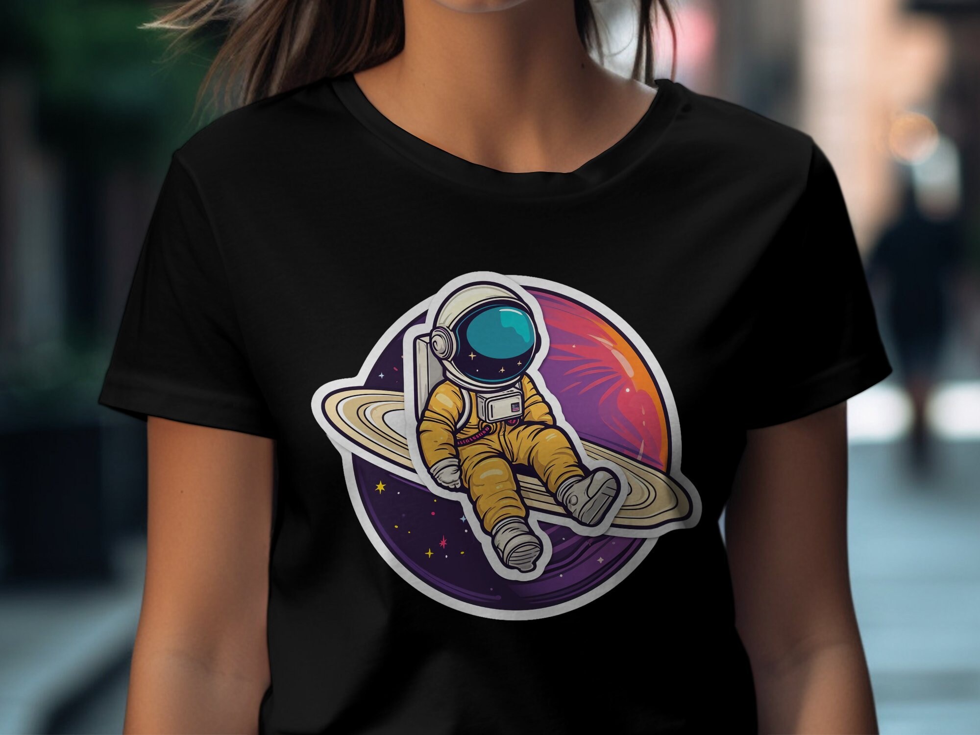 Space-themed T-shirt Astronaut Graphic Unisex Cosmic Apparel Casual ...