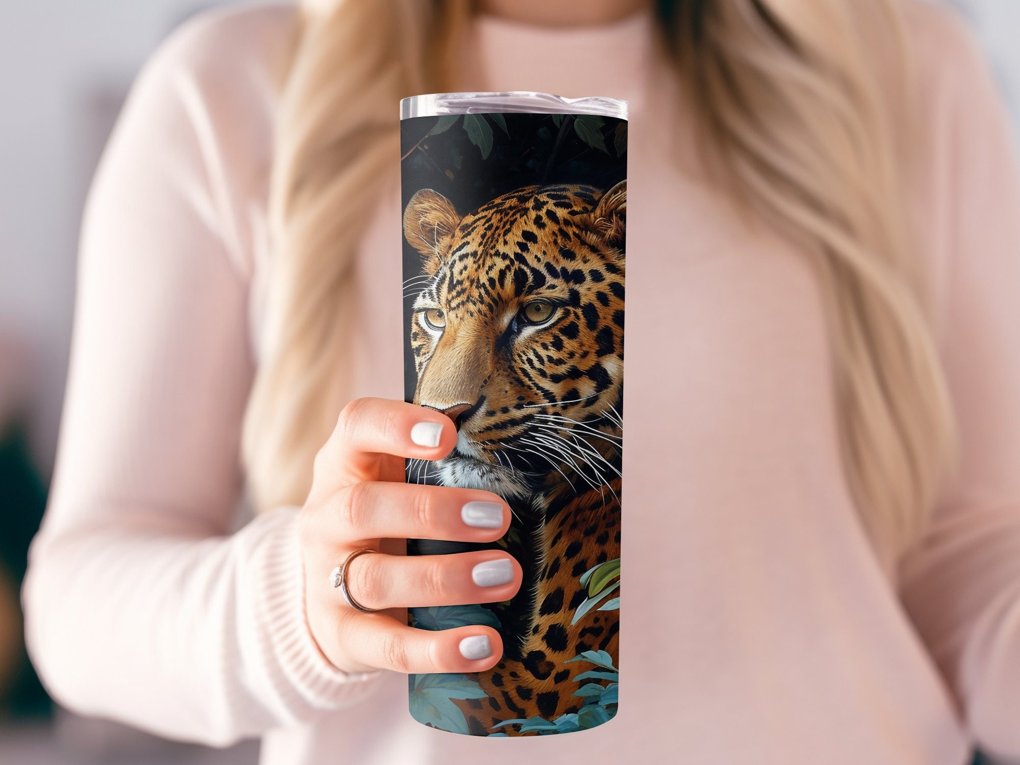 Jungle Jaguar Tumbler, Exotic Wildlife Art Travel Mug, Insulated Coffee ...