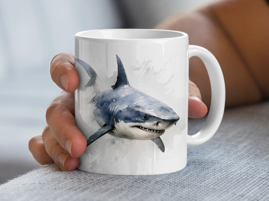 Great White Shark Coffee Mug, Marine Life Lover Ceramic Cup, Unique ...