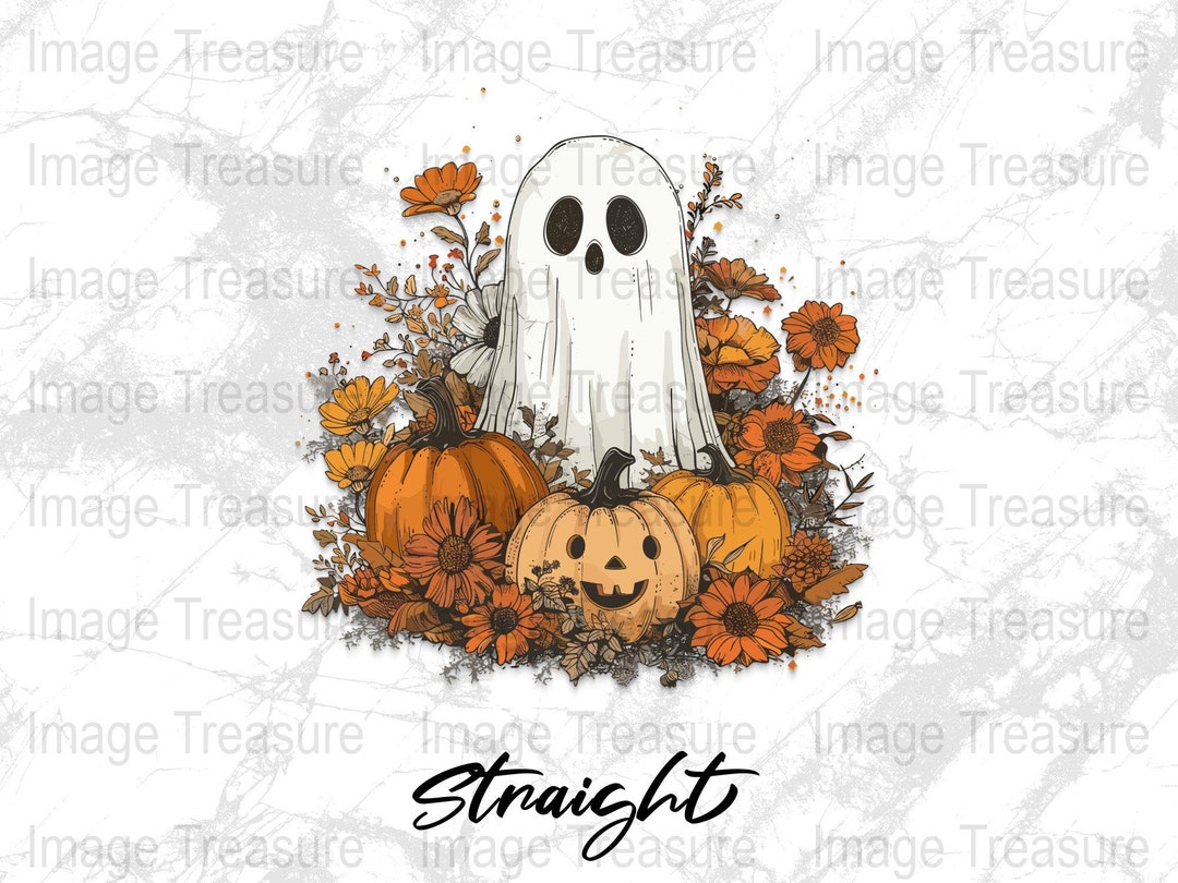 Halloween Digital Art Download, Ghost and Pumpkin Illustration Svg ...