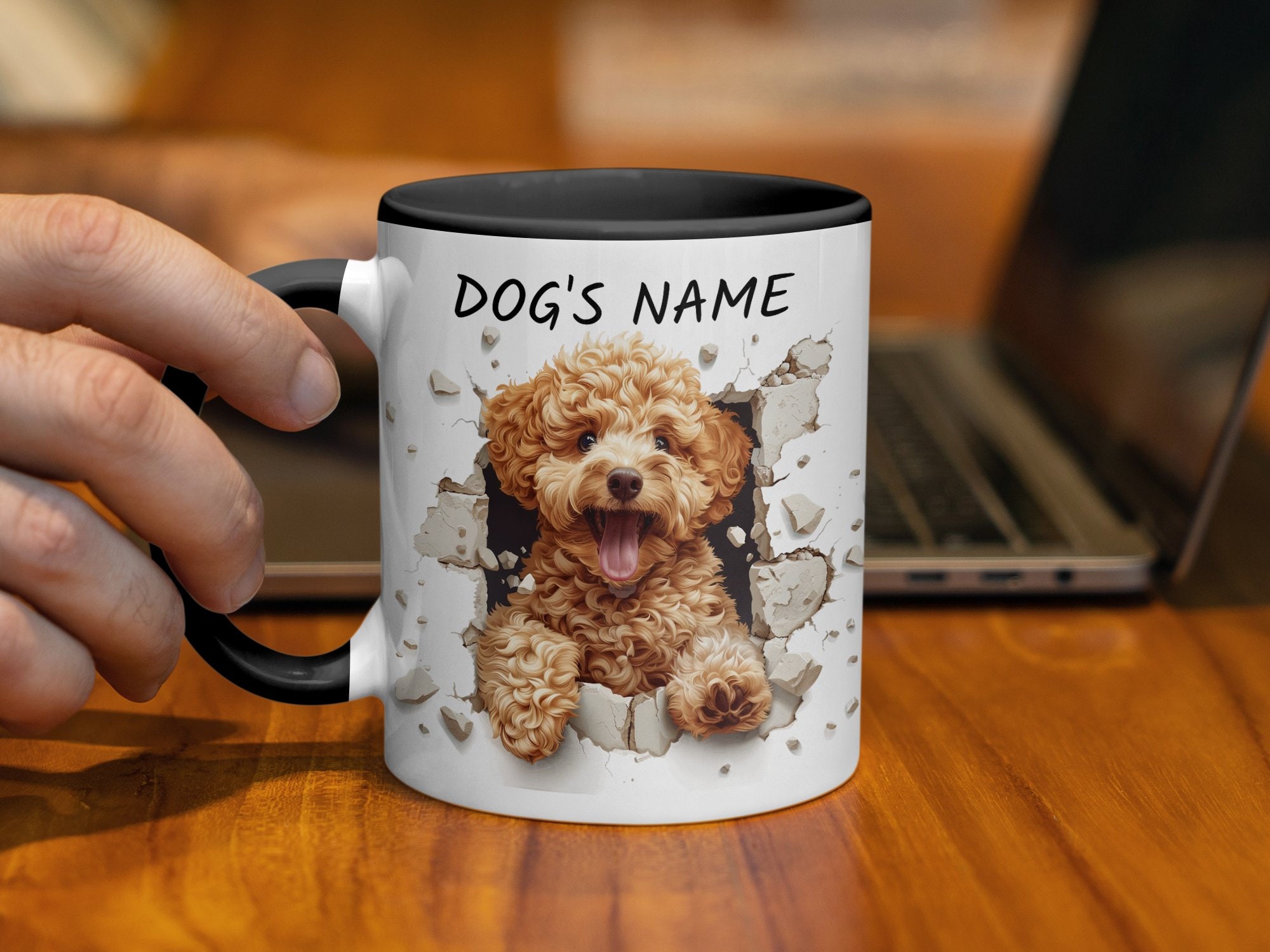 Personalized Poodle Dog Mug Custom Pet Portrait Coffee Cup Cute Poodle ...
