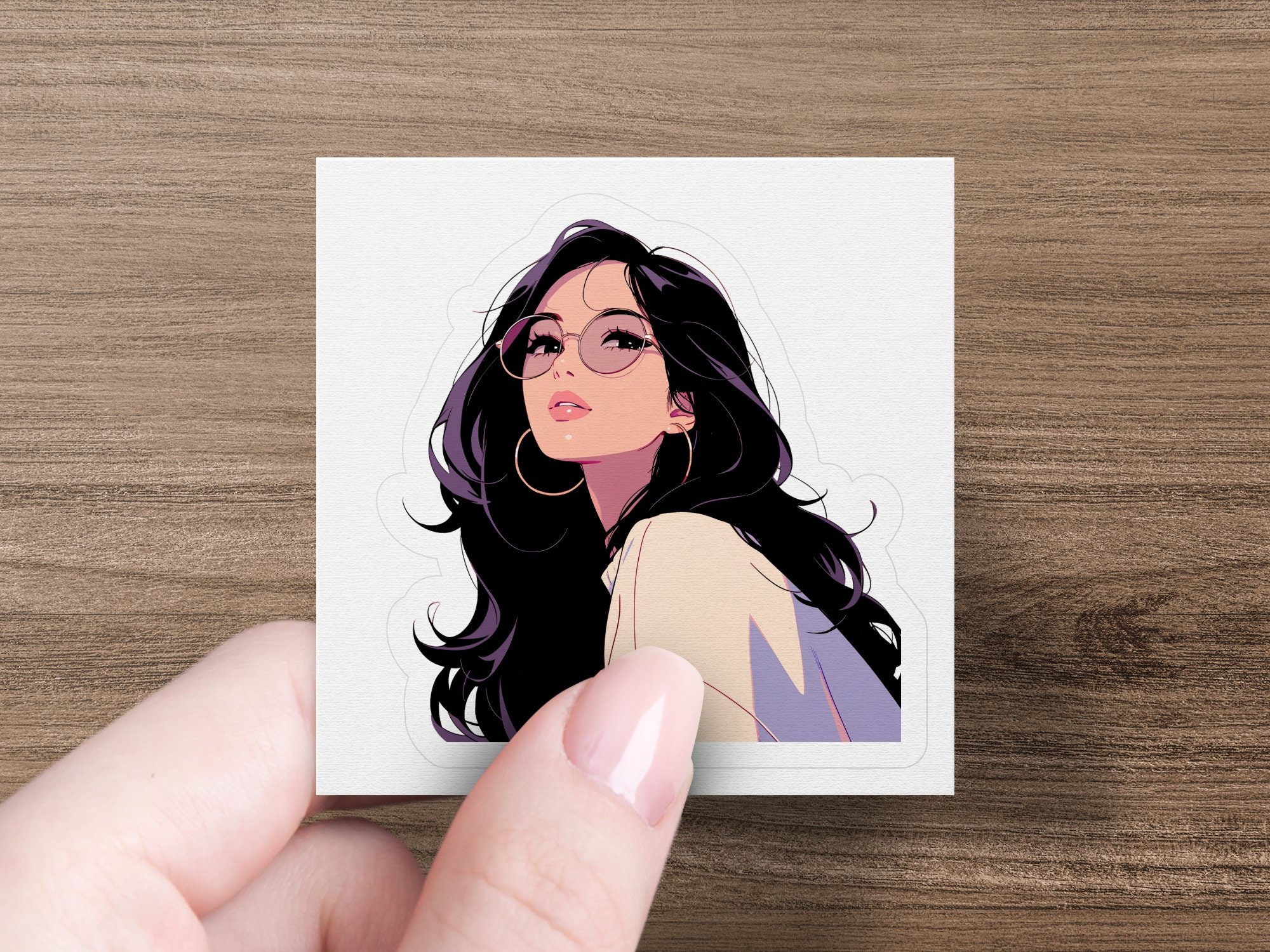 Trendy Anime Girl Vinyl Sticker, Aesthetic Manga Art Decal, Cute Laptop ...