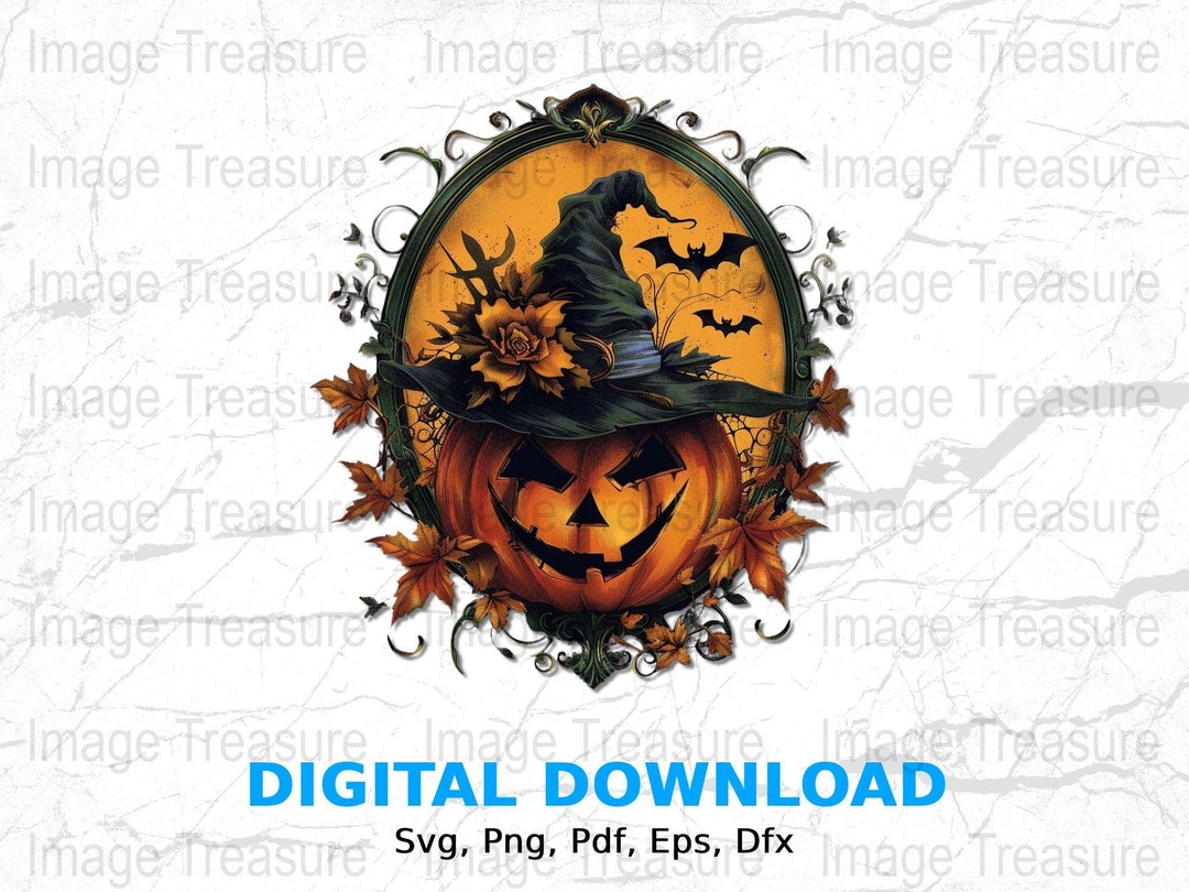 Halloween Png Pumpkin Digital Download Sublimation Witch Hat Instant ...