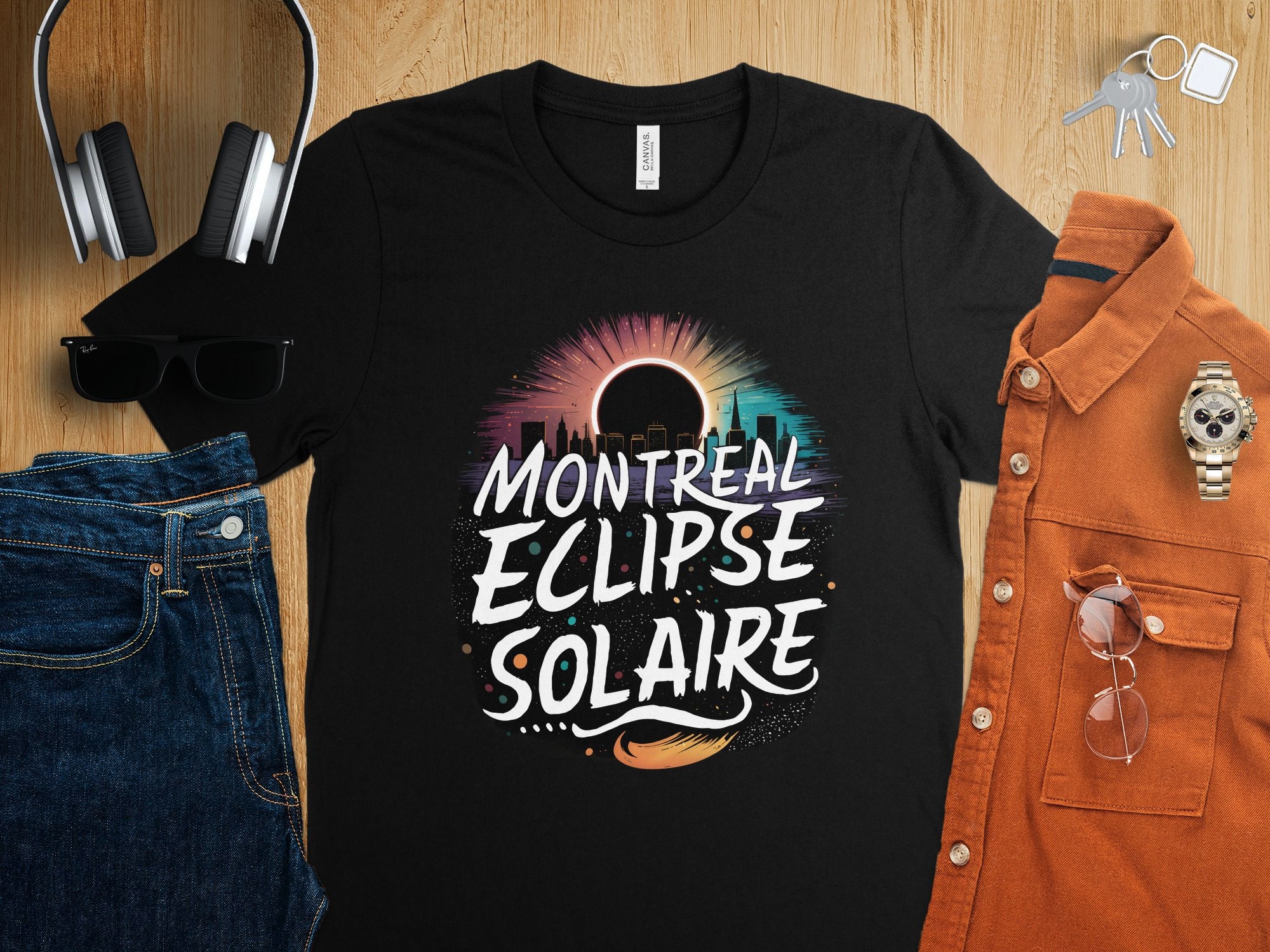 Montreal Eclipse Solaire T-shirt Colorful City Skyline Eclipse Graphic ...