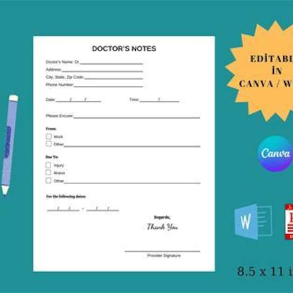 Dr Excuse Template - Etsy