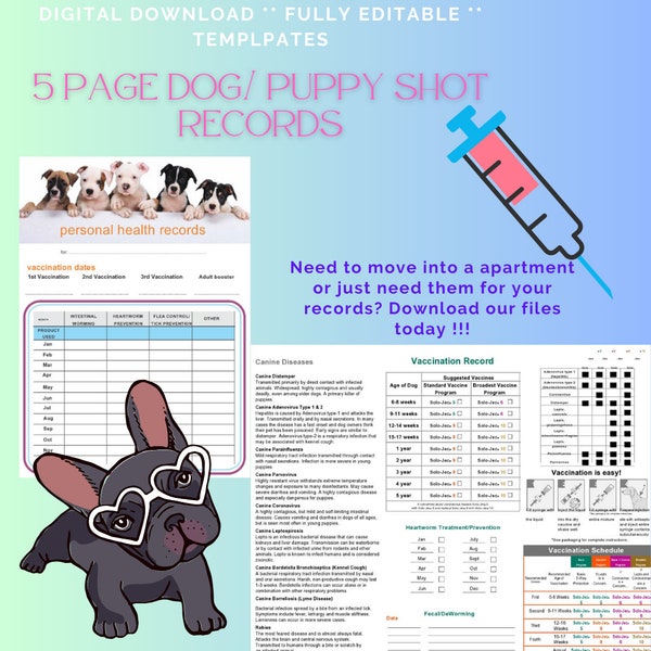 Dog Vaccination Record - Etsy