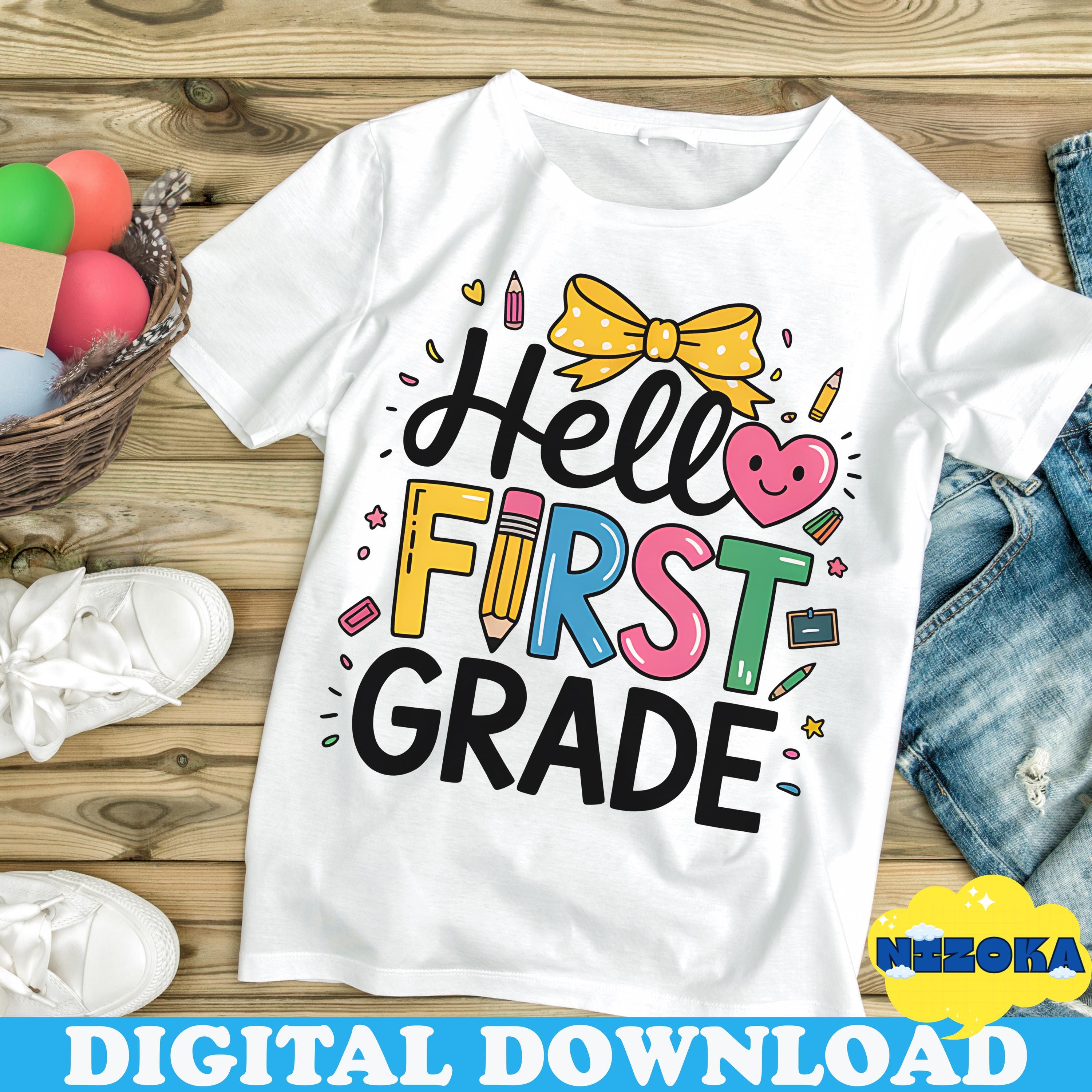 Hello First Grade Png , Back to School Png , 1st Grade Girl School ...